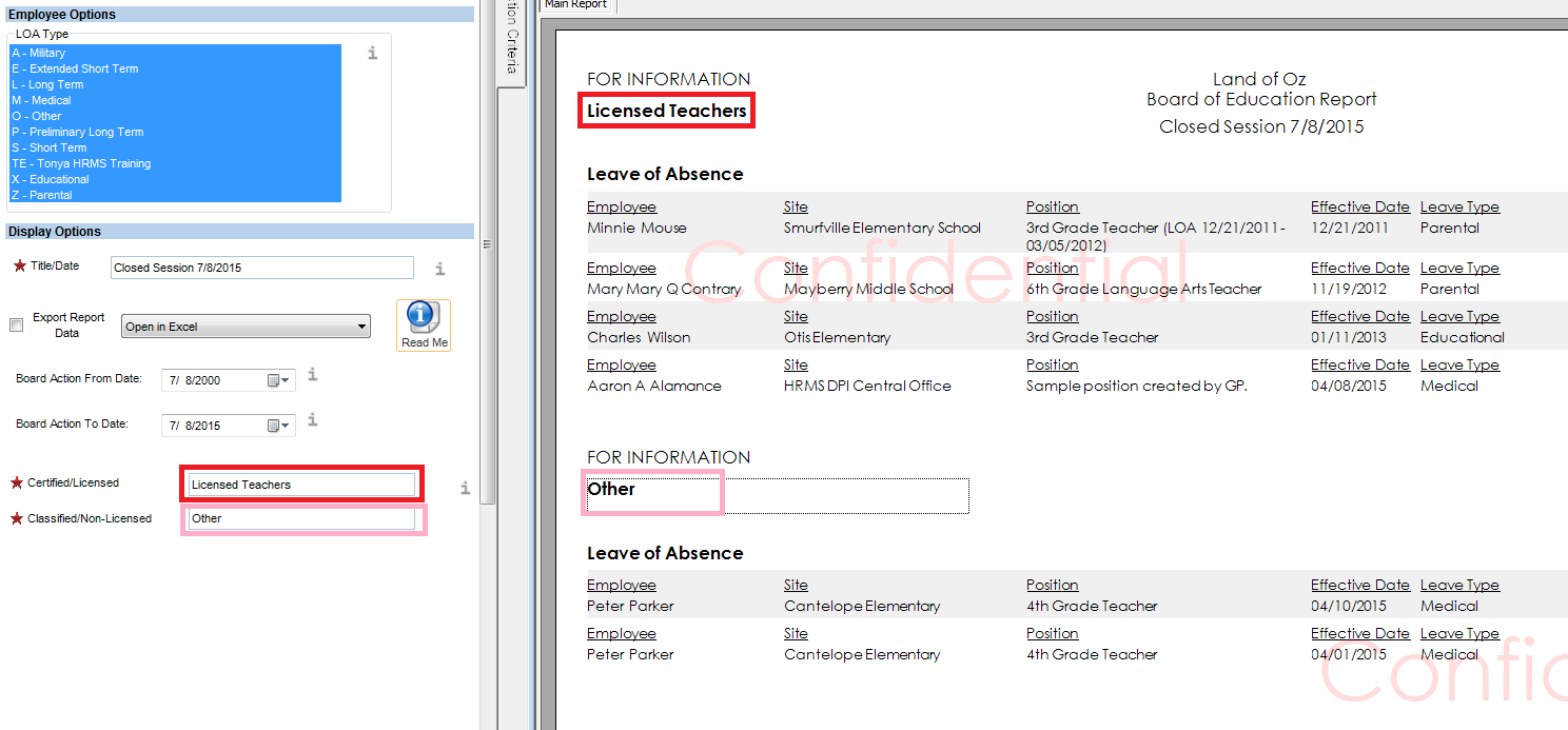 HRMS Comm Site-Reporting Tool-Board Action Reports